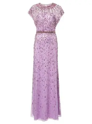 Jenny Packham Lauretta Sequined Tulle Gown - Purple