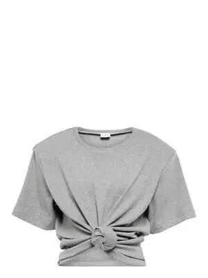 MAGDA BUTRYM Magda Butrym Cropped Cotton-Blend T-Shirt With Shoulder Pads