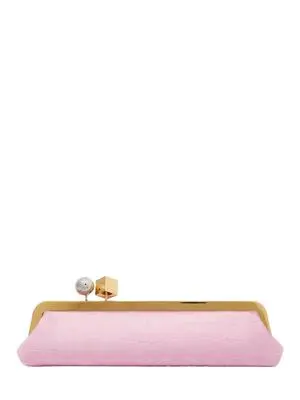Jacquemus Salon Croc-effect Suede Clutch - Pink