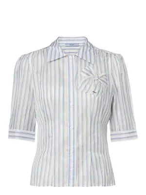 Prada Striped Bow Detail Shirt - Blue