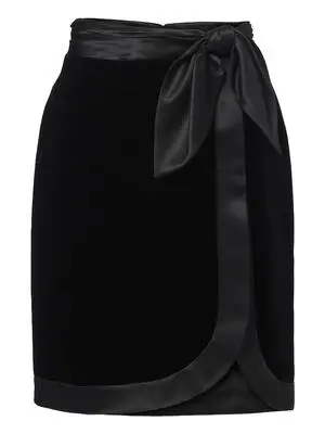 Saint Laurent Silk-trimmed Velvet Wrap Skirt - Black