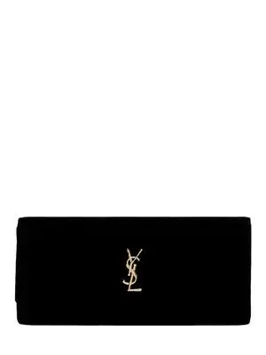 Saint Laurent Cassandre Velvet Clutch - Black
