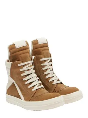 Rick Owens Rick Owens Geobasket Suede High-Top Sneakers Brown