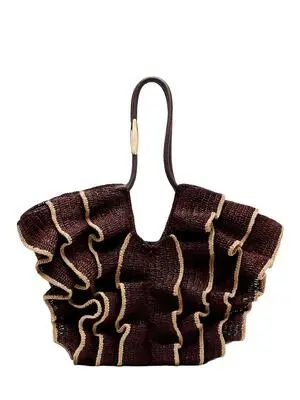 Zimmermann Ruffled Raffia Tote Bag - Brown