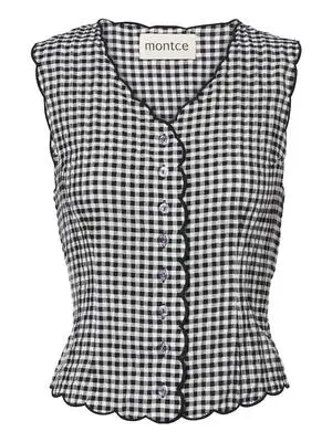 MONTCE Gingham Scalloped Vest - Black