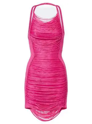Attico Fringed Halterneck Mini Dress - Pink