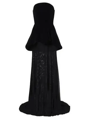 David Koma Peplum Strapless Gown - Black