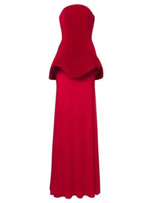 David Koma Peplum Strapless Gown - Red