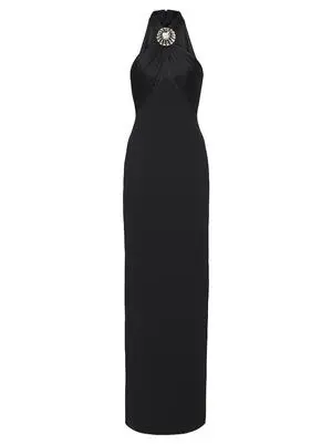 David Koma Embellished Halterneck Gown - Black