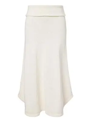 AYA MUSE Knitted Cotton Midi Skirt - White