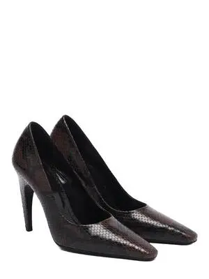 JUDE Fame Snake-effect Leather Pumps - Brown