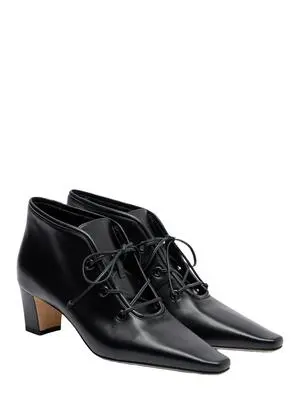 Manolo Blahnik Fuxa Leather Lace-up Boots - Black