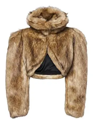 David Koma Cropped Turtleneck Jacket - Brown