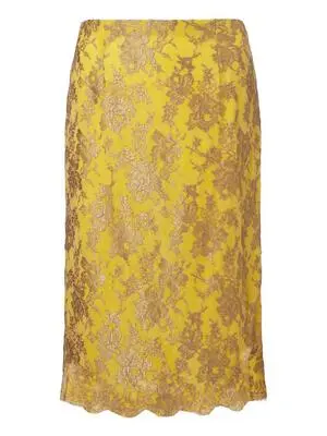 Saint Laurent Lace Pencil Skirt - Gold