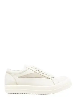 Rick Owens Rick Owens Low Top Sneakers With Suede Applique Ivory