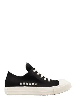 Rick Owens Low Top Sneakers With Grommet Detail - Black