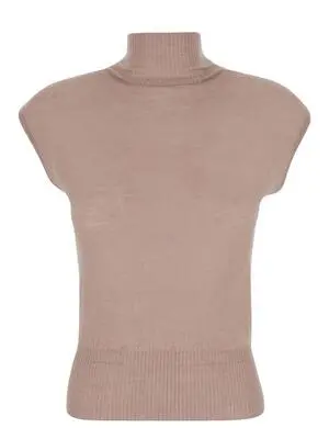 Rick Owens Ribbed Turtleneck Knit Top - Pink