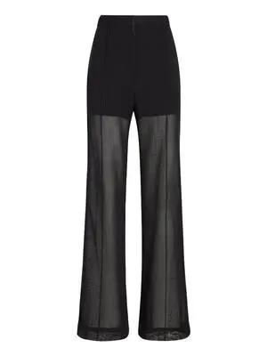 Proenza Schouler High Waisted Sheer Wool Pants - Black