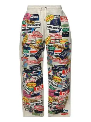SATOSHI NAKAMOTO Codex Print Leather Trousers - Multi