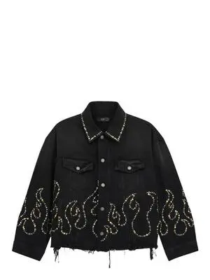 Amiri Studs Flames Trucker Jacket Vintage - Black