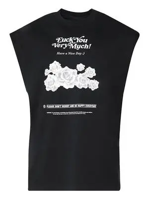 Vetements Fu Very Much Sleeveless Tee Washed - Black