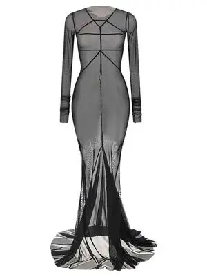 Rick Owens Sheer Temple Gown Dna - Black