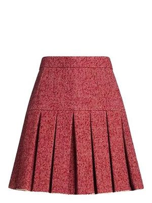 Dolce & Gabbana Pleated Mini Skirt In Herringbone Tweed - Red