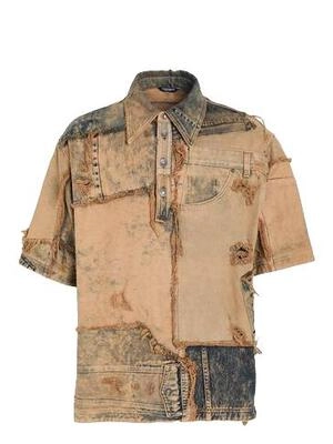 Dolce & Gabbana Denim Shirt Camel Size Paper, Elastane - Beige