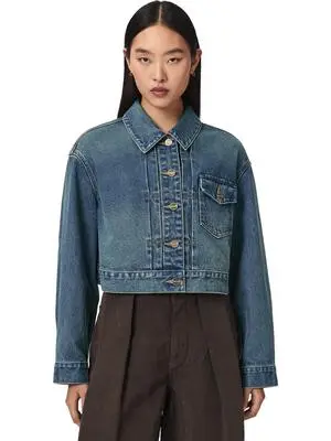 ALLSAINTS Blink Cropped Denim Jacket - Blue