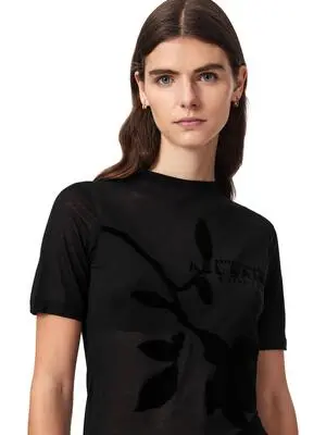 ALLSAINTS Athea Graphic Sheer T-shirt - Black