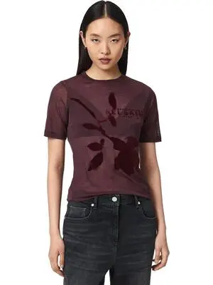 ALLSAINTS Athea Graphic Sheer T-shirt - Red
