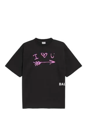 Balenciaga Graphic Printed T-shirt - Black