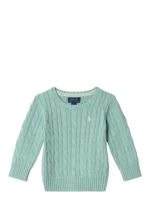 Polo Ralph Lauren Celadon Cable Knit Cotton Jumper - Green