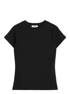 Cos COS Slim Cotton Raglan T-Shirt Black