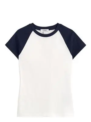 Cos Slim Cotton Raglan T-shirt - Navy