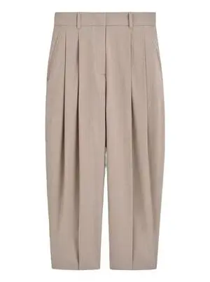 Cos Tailored Cotton Barrel-leg Pants - Beige