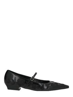 RAS Leather Mary Jane Flats With Floral Embroidery - Black