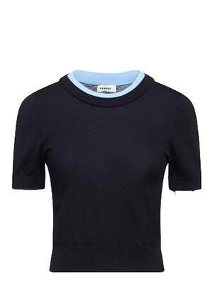 Sandro Two-tone Wool Crewneck Sweater - Blue