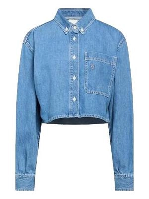 Sandro Denim Shirt With Embroidered Logo - Blue