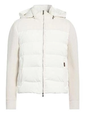 MOORER Down Jacket With Ribbed Knit Sleeves - White