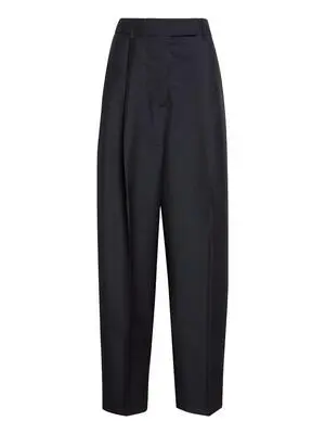 RÓHE Daria Pleated High Waist Tapered Virgin Wool & Mohair Trousers - Navy