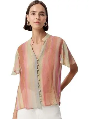 EXQUISE Nadine V Striped V-neck Blouse - Multi Color