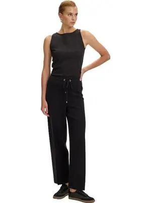 EXQUISE Drawstring Knitted Trousers - Black