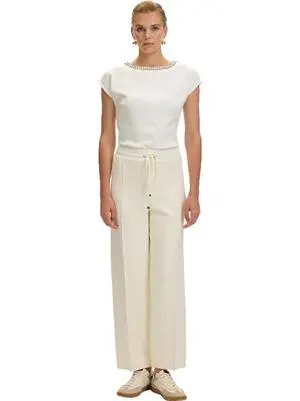 EXQUISE Drawstring Knitted Trousers - Ecru