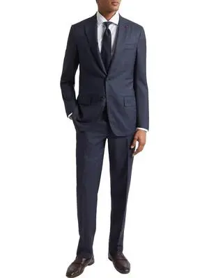 Isaia Delain Navy Check Wool Suit - Navy 810