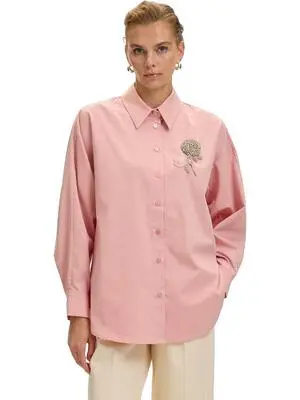 EXQUISE Jaelyn Embellished Long Sleeve Shirt - Light Pink