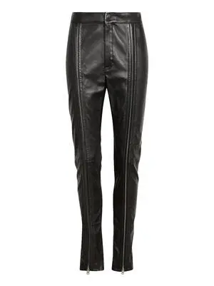 TOM FORD Zip Front Lambskin Leather Skinny Pants - Black