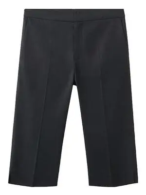 Mango Linen Blend Capri Pants - Black