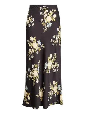 Veronica Beard Clover Floral Silk Blend Maxi Skirt - Black Multi
