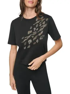 Dkny Animal Heat Set Stud Cotton T-shirt - Black